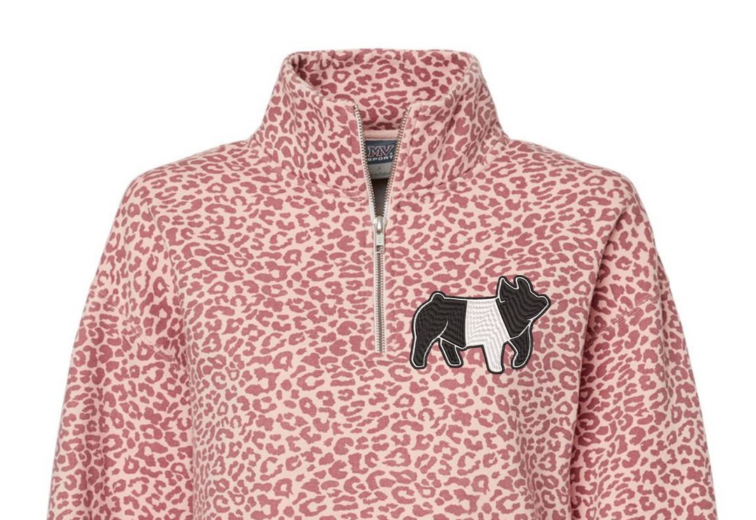 Quarter Zip Leopard Print W/pig / MV Sport Quarter Zip Crewneck/show ...