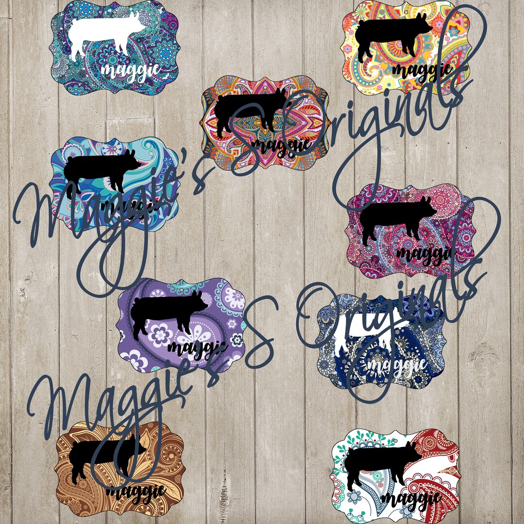 Pig Ornament/ Show Pig Tag/paisley Pig Sign/ Paisley Pig Luggage Tag ...