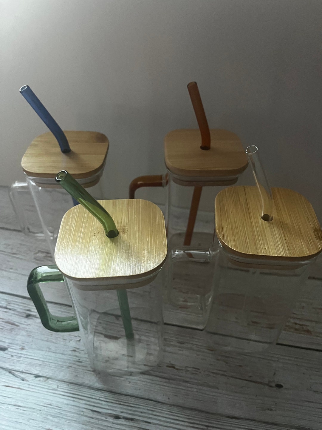 Square Handle Glass Beer Cans of 4 Glasses 17oz Free Shipping - Etsy