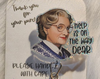 Mrs. Doubtfire Help is on the Way Interchangeable Badge Reel - Etsy