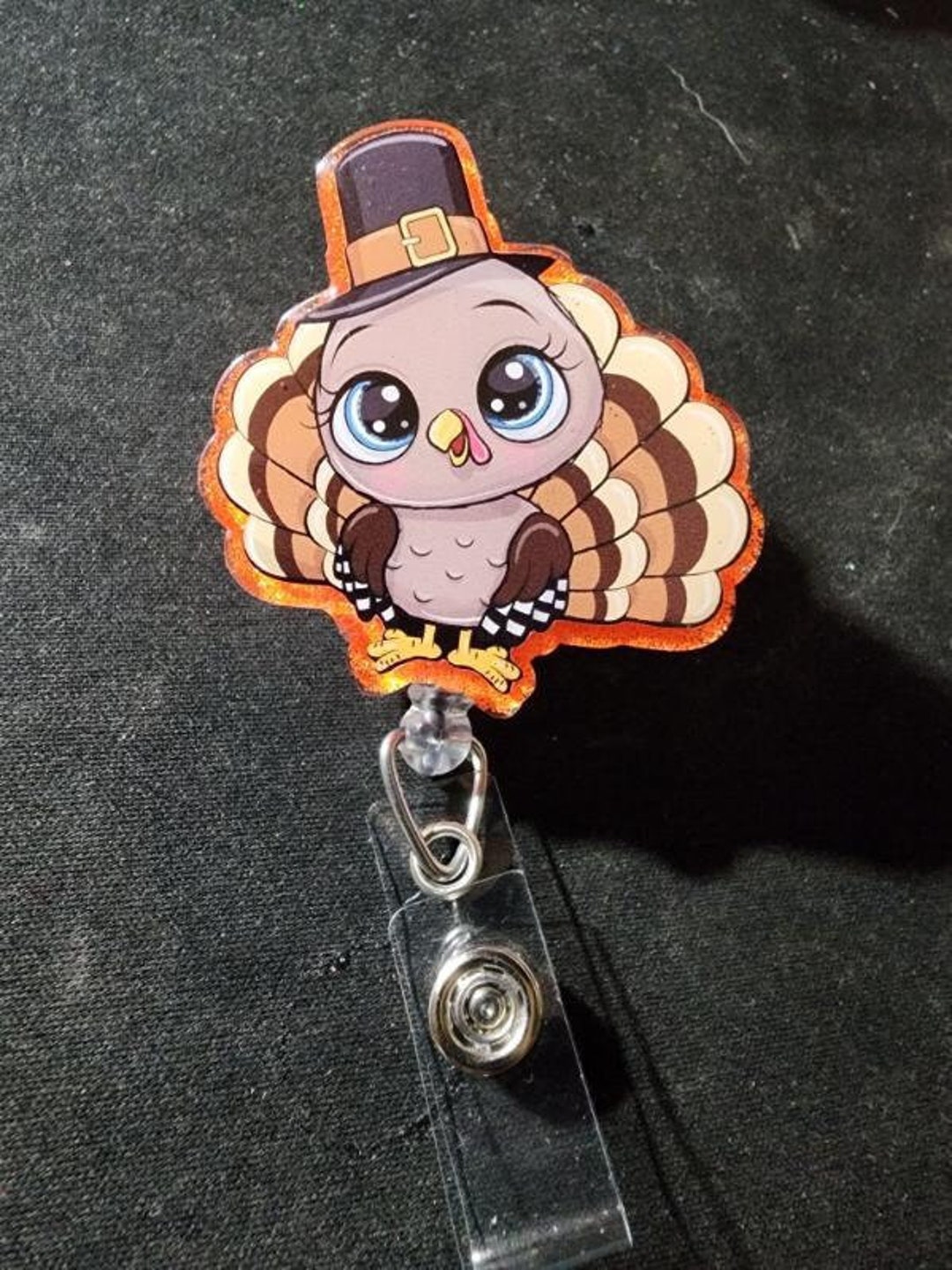 Turkey Badge Reel, Thanksgiving Badge Holder, Fall Retractable Badge ...