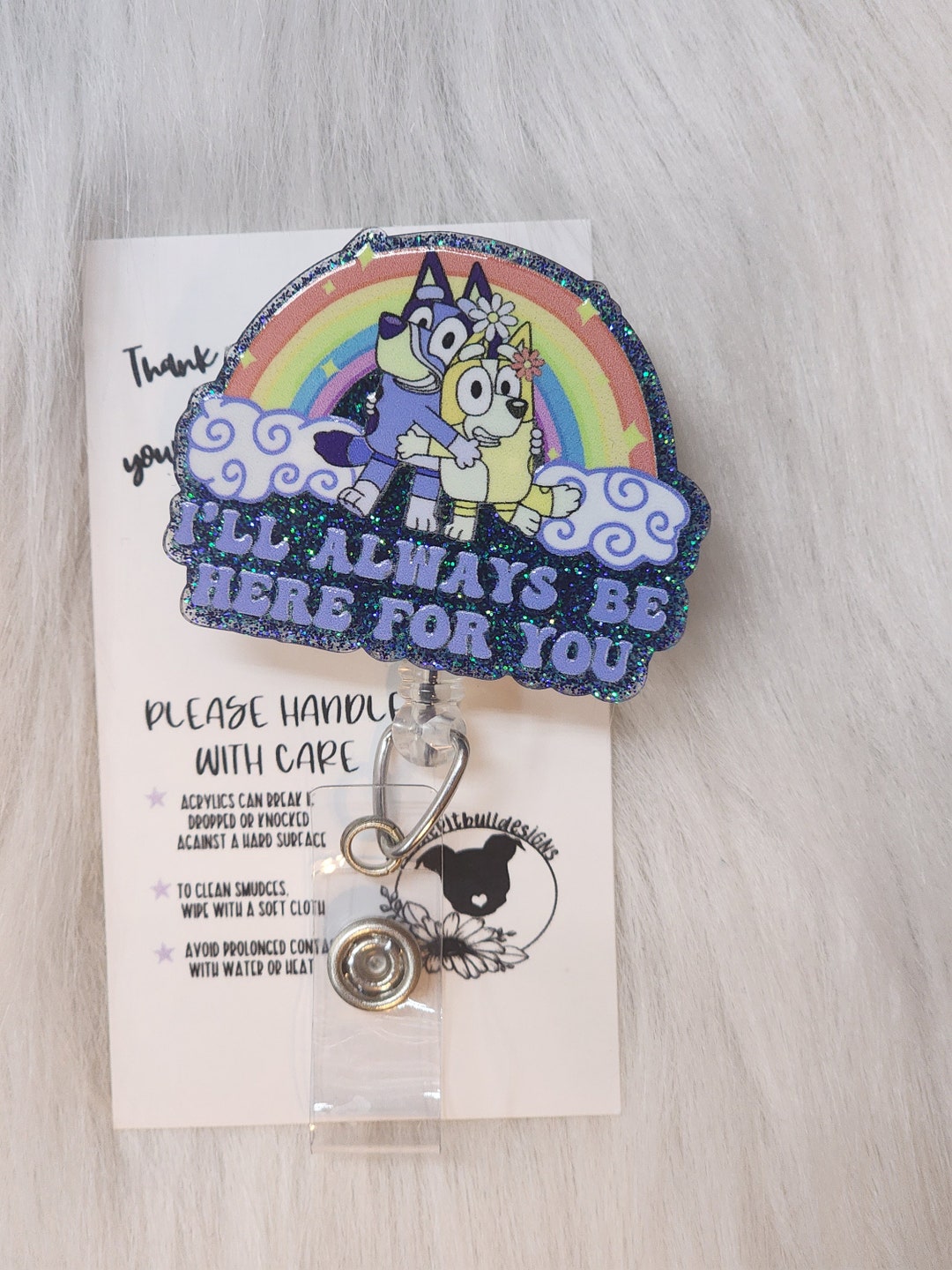 Bluey Always Be Here Badge Reel Glitter Badge Reel Cute Badge Reel ...