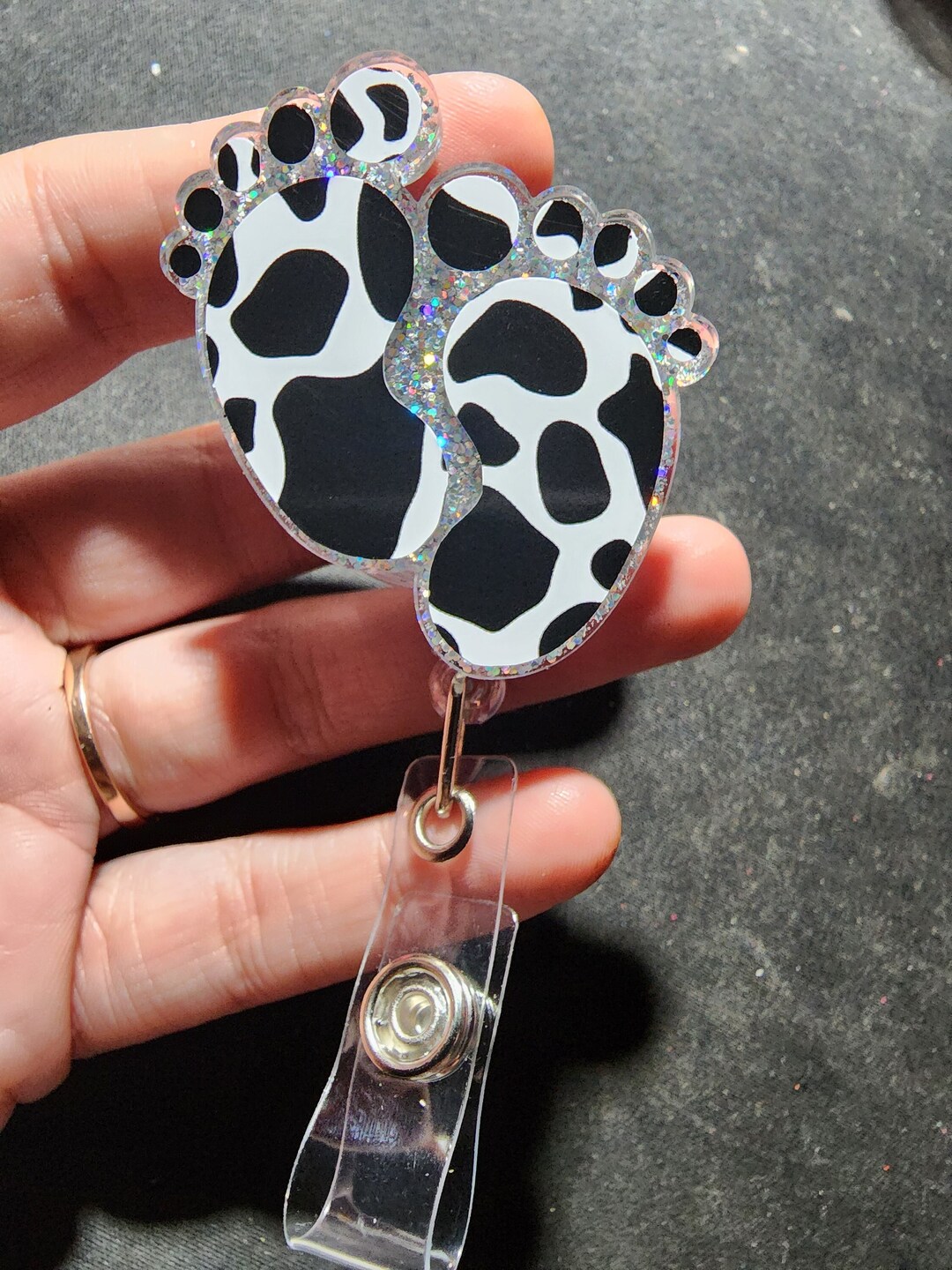 Cow Print Baby Feet Badge Reel Postpartum Badge Reel Maternity Mother ...