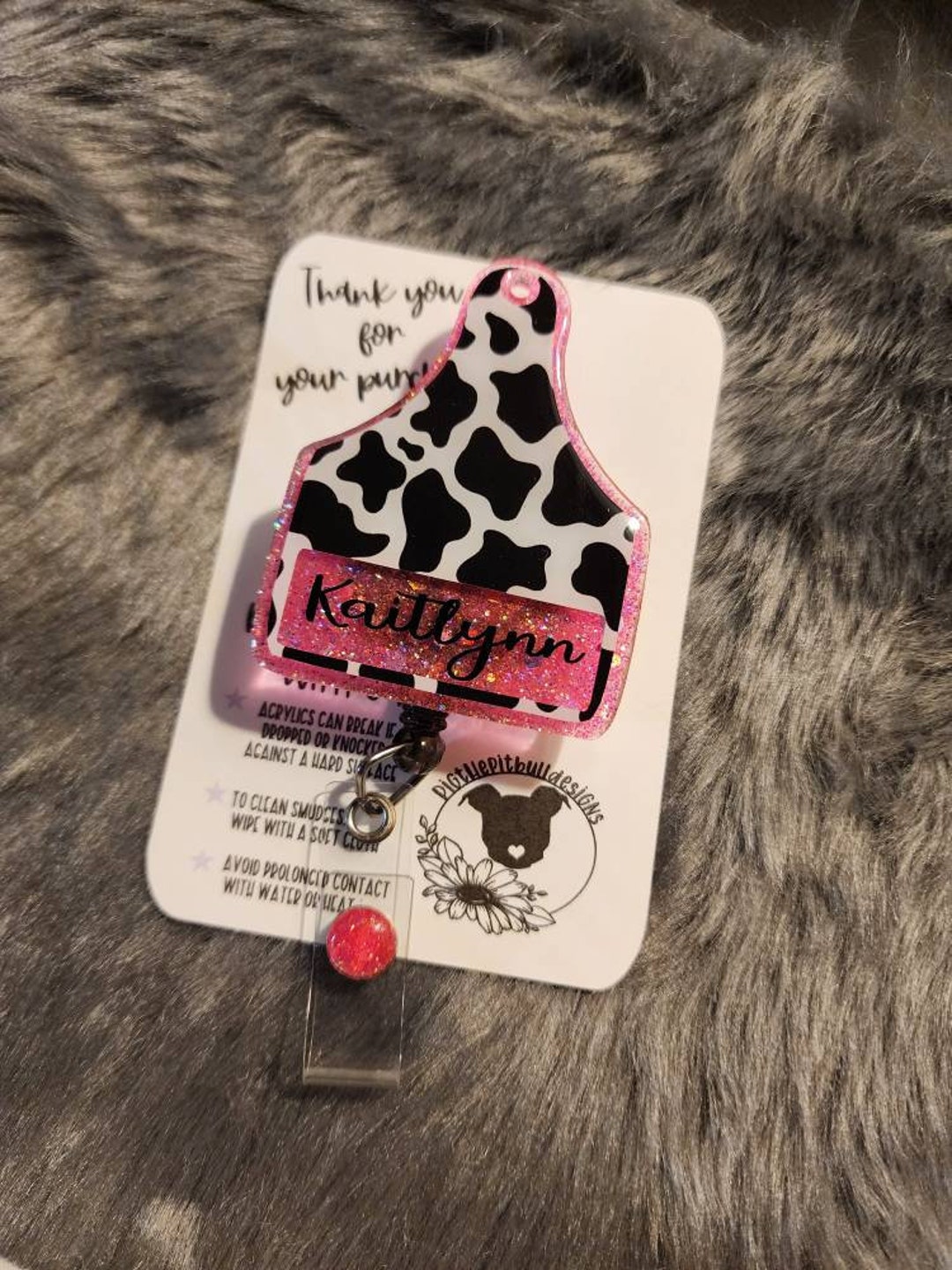 Cow Print Tag Badge Reel,black and White , Western Badge Reel, Nurse ...