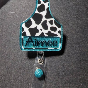 Cow Print Tag Badge Reel,black and White , Western Badge Reel, Nurse ...
