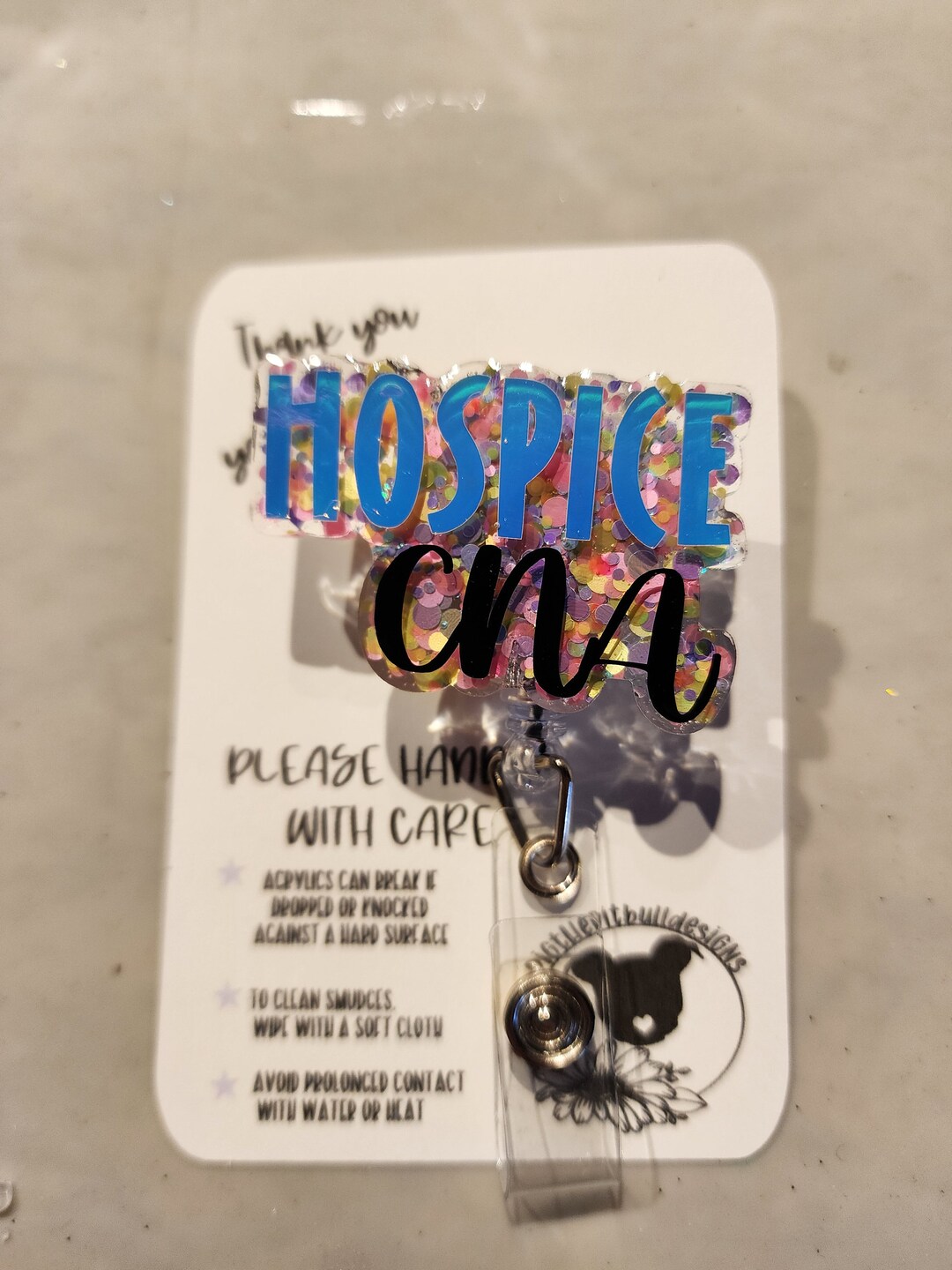 Hospice CNA Badge Reel, Cute Glitter Badge Holder, Nurse Gift ...