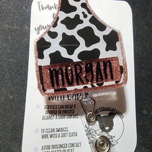 Cow Print Tag Badge Reel,black and White , Western Badge Reel, Nurse ...