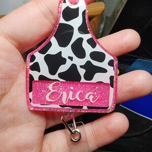 Cow Print Tag Badge Reel,black and White , Western Badge Reel, Nurse ...