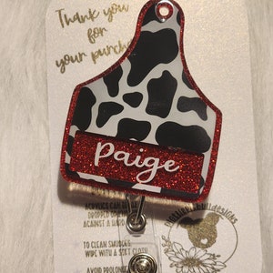 Cow Print Tag Badge Reel,black and White , Western Badge Reel, Nurse ...