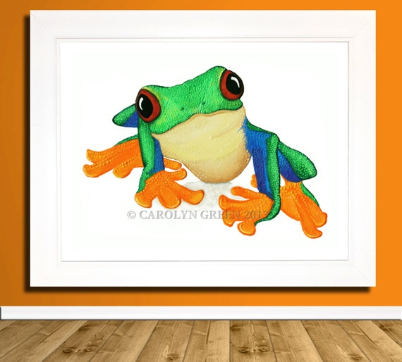 Items similar to Red Eyed Tree Frog Print, Nursery Decor, Frog, Kid's ...