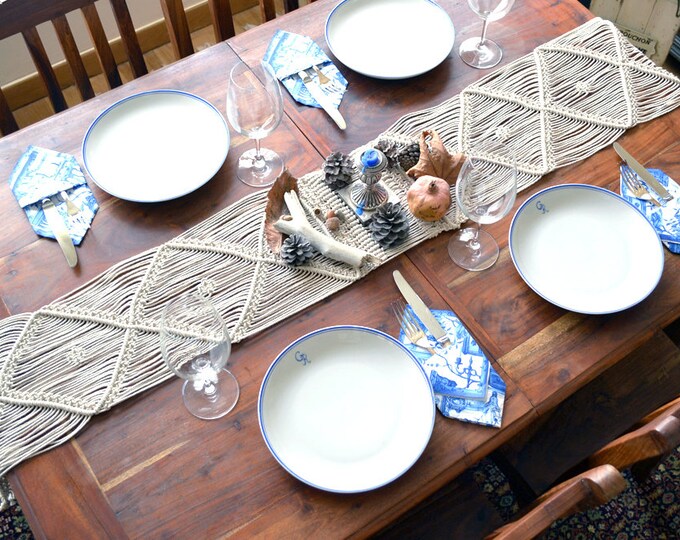 Macrame Table Runner / Wall Hanging With Natural Cotton Rope. - Etsy