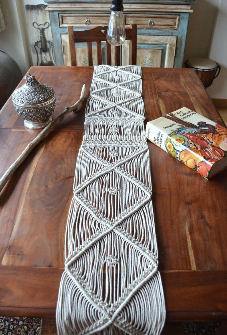 Macrame Table Runner / Wall Hanging With Natural Cotton Rope. | Etsy
