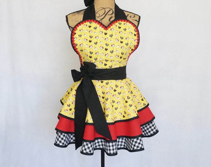 Retro Style Apron Chicken Theme Vintage Style Apron - Etsy