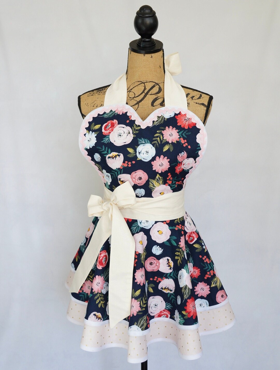 Retro Style Apron Fancy Floral Theme Vintage Style Full Size Apron - Etsy
