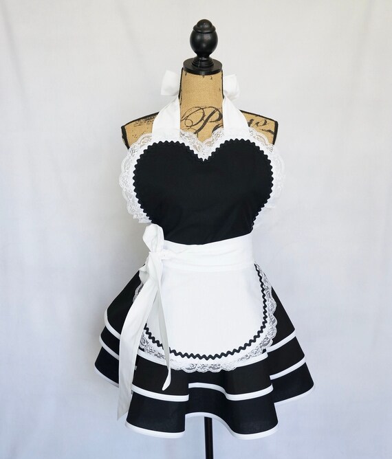 Retro Style Apron French Maid Theme Vintage Style Full Size | Etsy