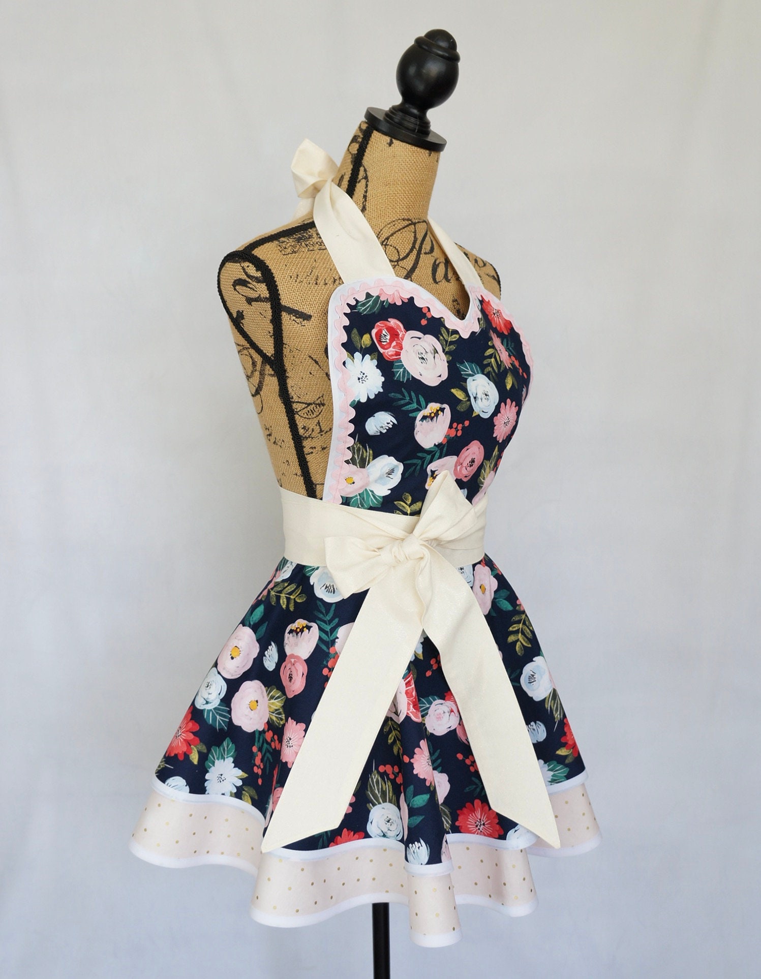 Retro Style Apron Fancy Floral Theme Vintage Style Full Size Apron - Etsy
