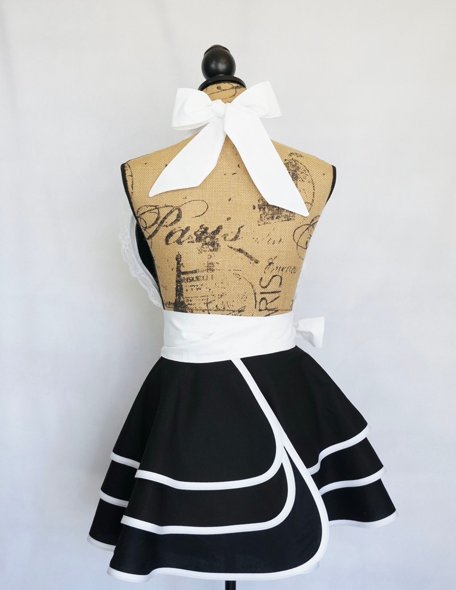 Retro Style Apron French Maid Theme Vintage Style Full Size Apron Dress ...