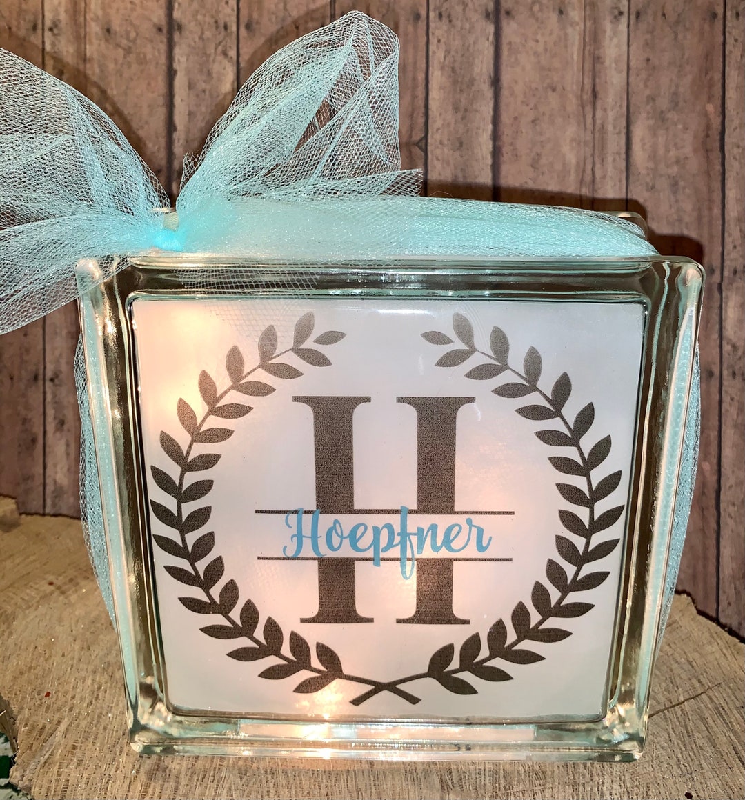 Monogram Alphabet Lighted Glass Block, Personalized House-warming Gift ...