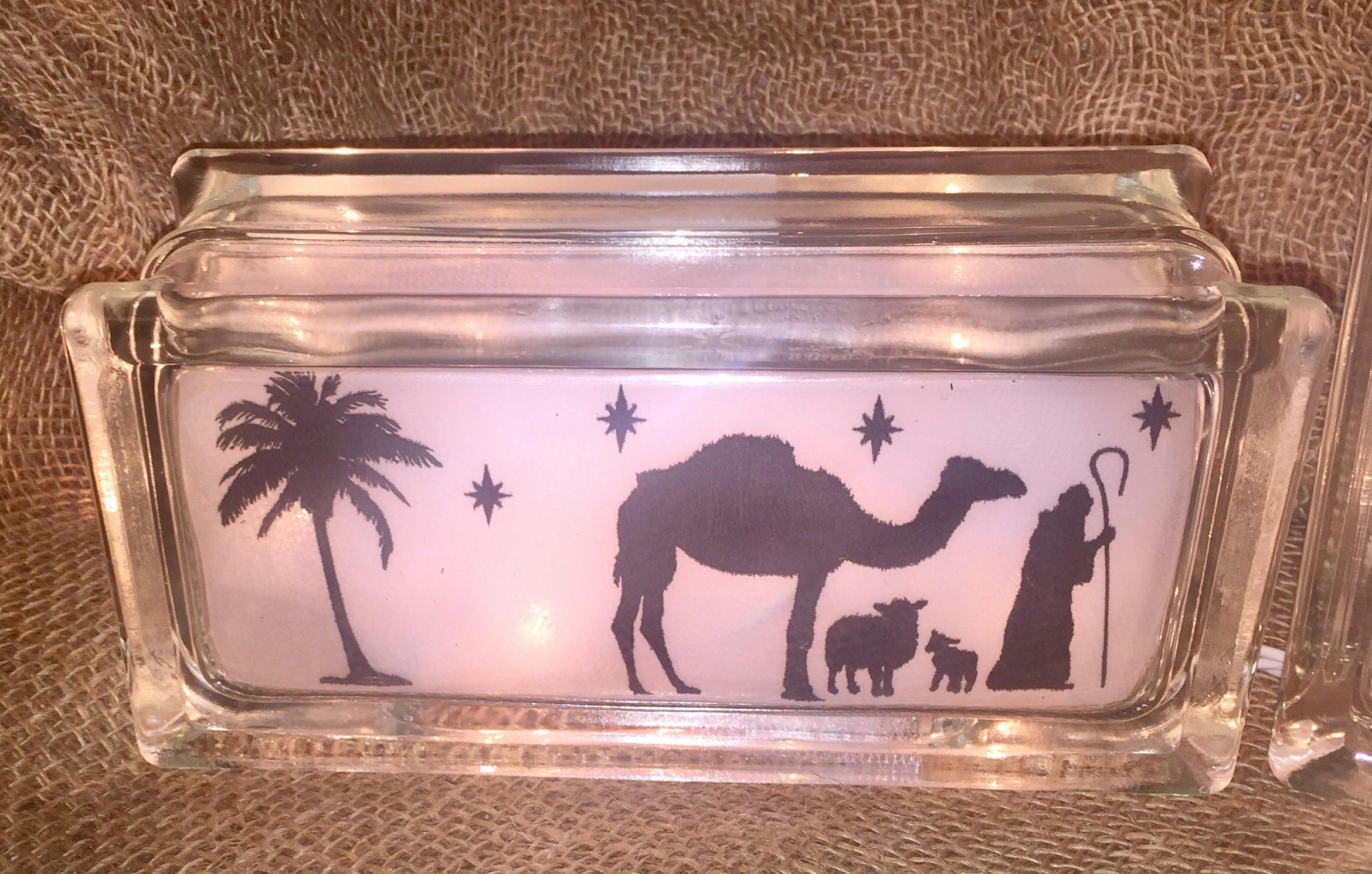 Nativity Scene Lighted Glass Blocks Christmas Decor | Etsy