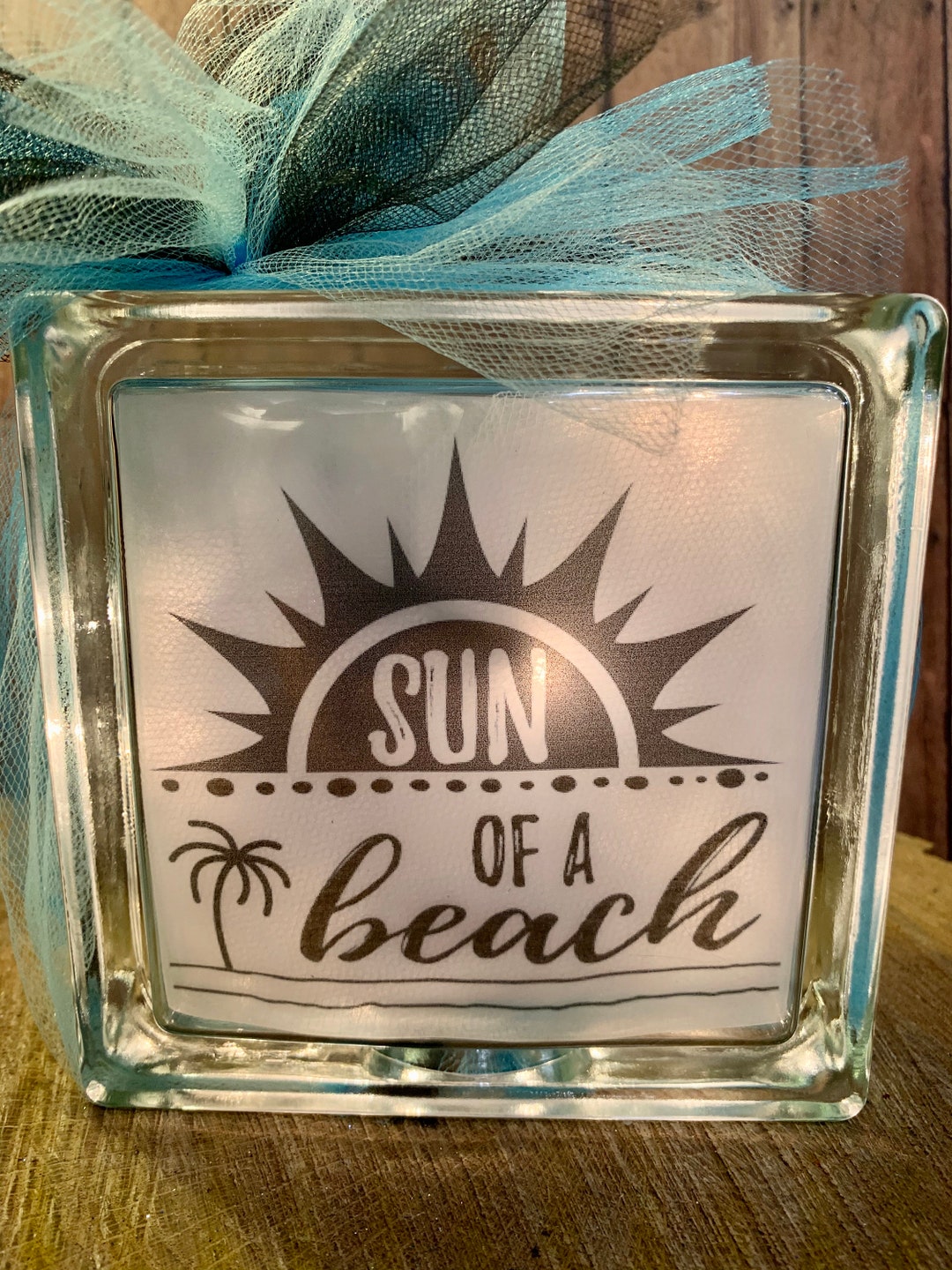 Sun of a Beach Lighted Glass Block, Custom Decor and Gifts, Summer ...