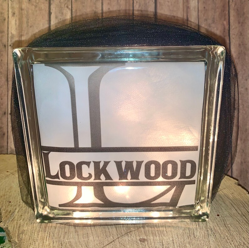Monogram alphabet lighted glass block personalized | Etsy