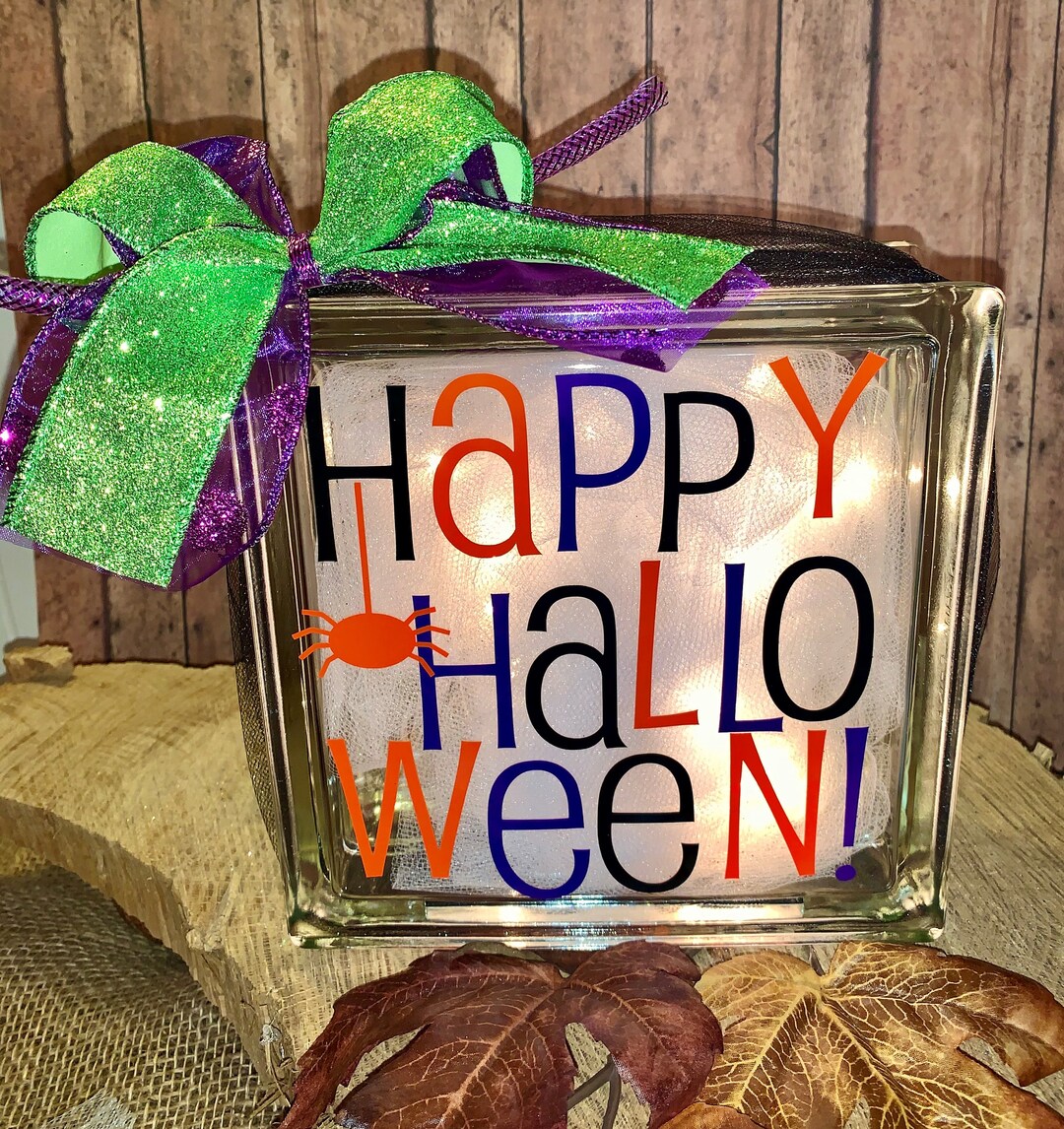 Lighted Halloween Glass Block Decor, Spooky Home Decor - Etsy