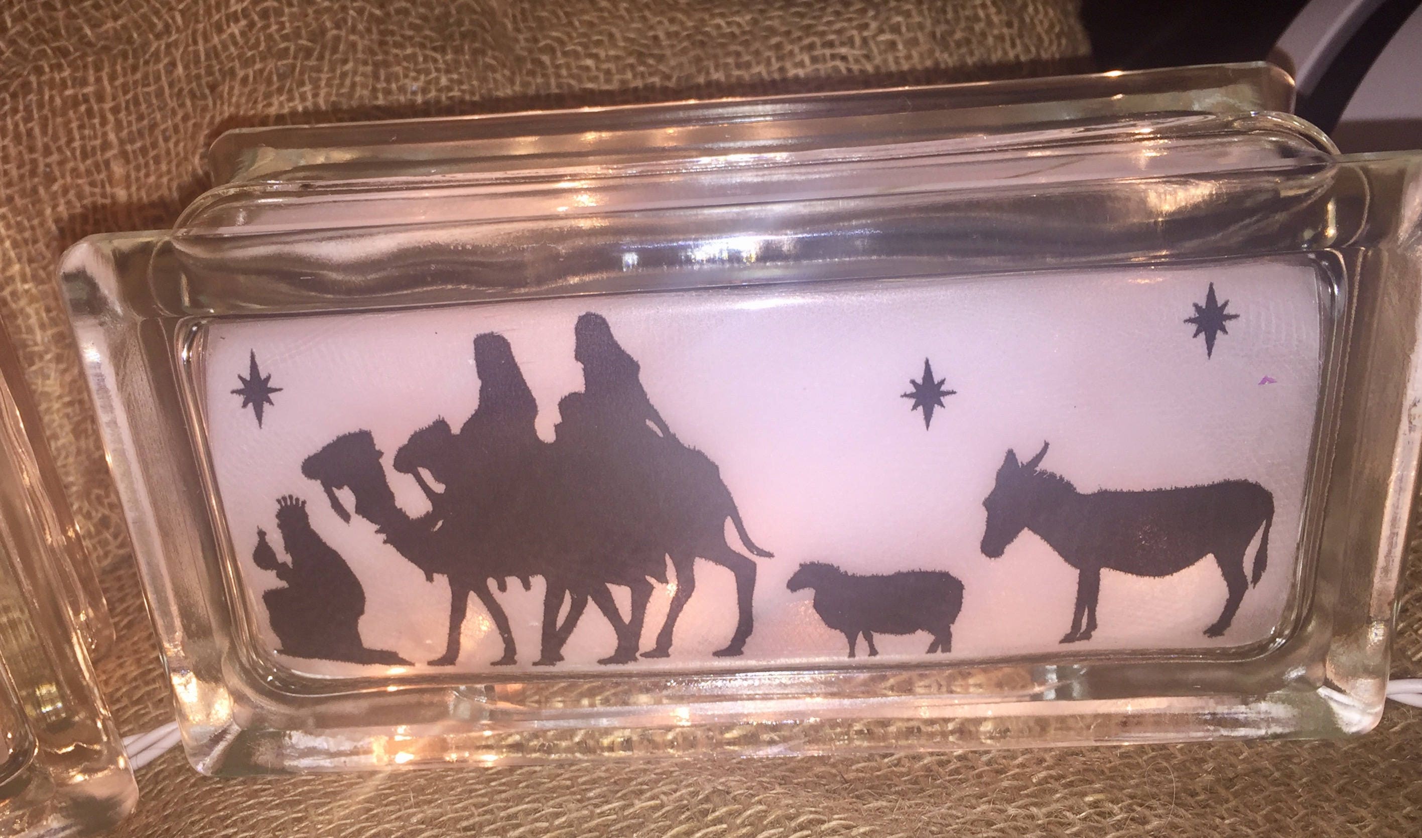 Nativity Scene Lighted Glass Blocks Christmas Decor | Etsy