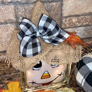 Scarecrow glass block Fall / Autumn decor Thanksgiving and | Etsy