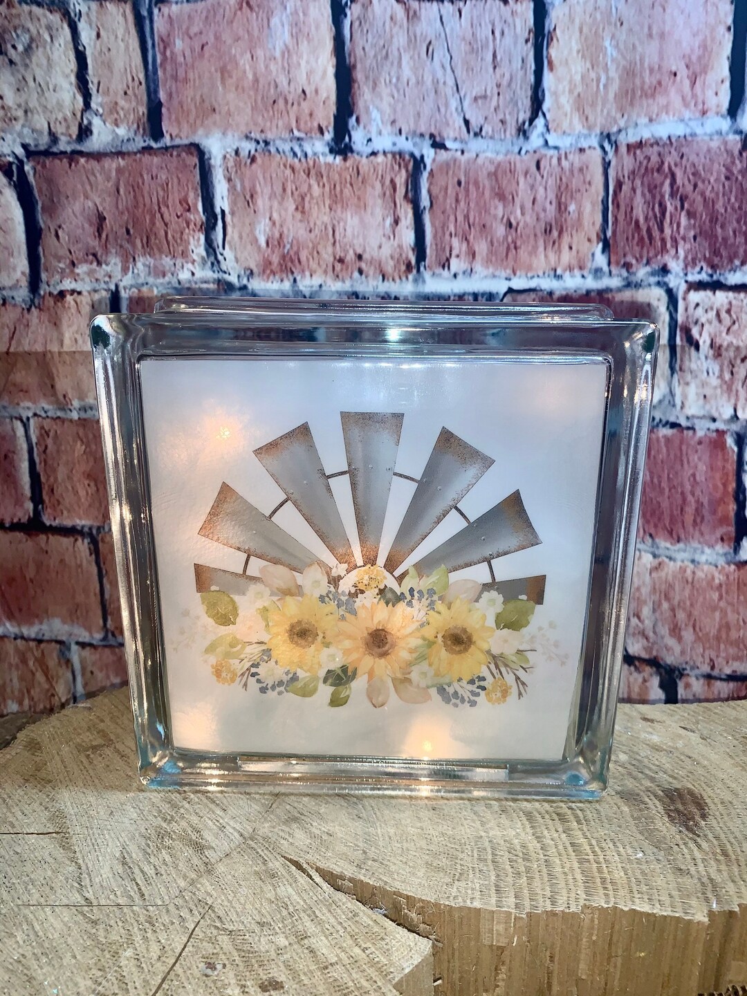 Country Windmill Lighted Glass Block, Farmhouse Home Decor - Etsy