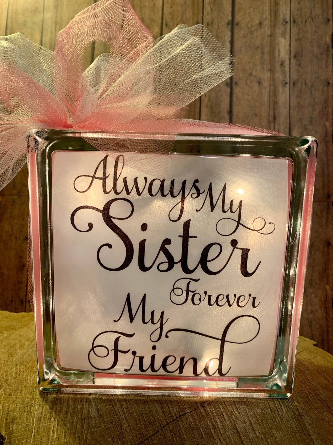 Sister Gift, Lighted Glass Block, Home Decor, Sibling Gift - Etsy