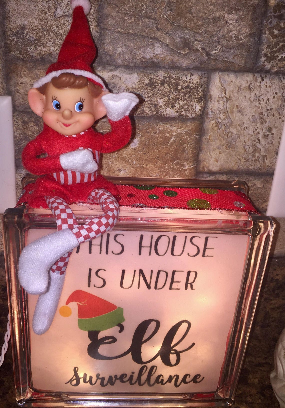 This House is Under Elf Surveillance Christmas Lighted Glass | Etsy