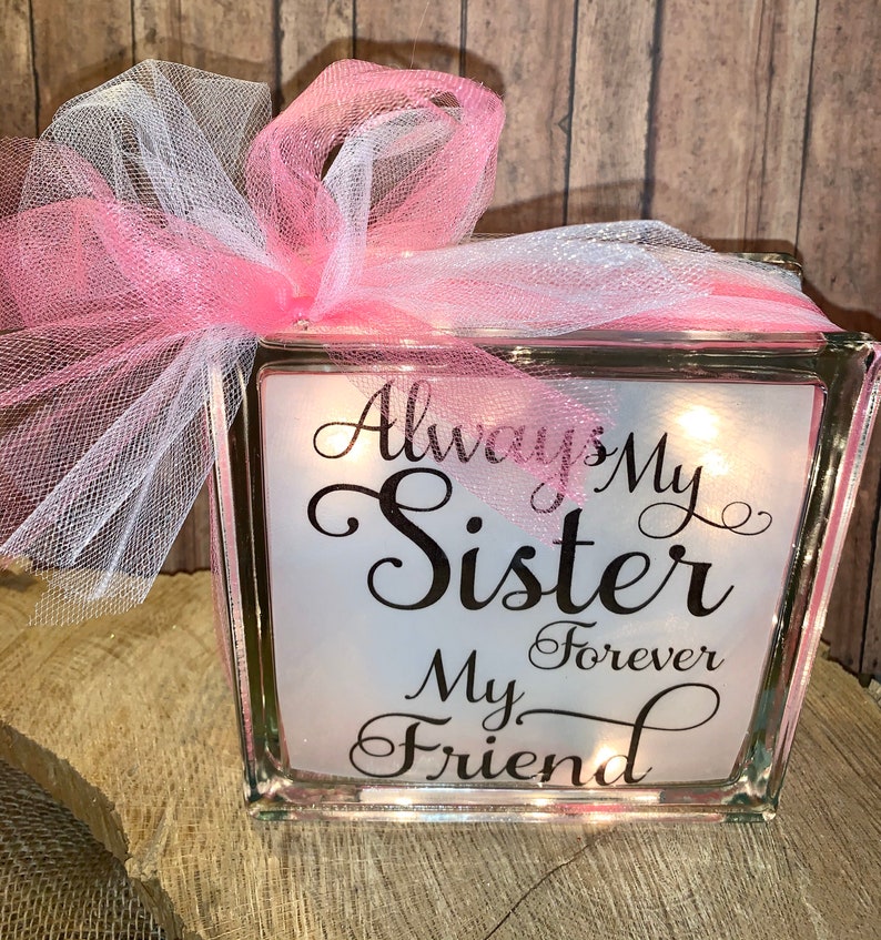 Sister Gift, Lighted Glass Block, Home Decor, Sibling Gift - Etsy