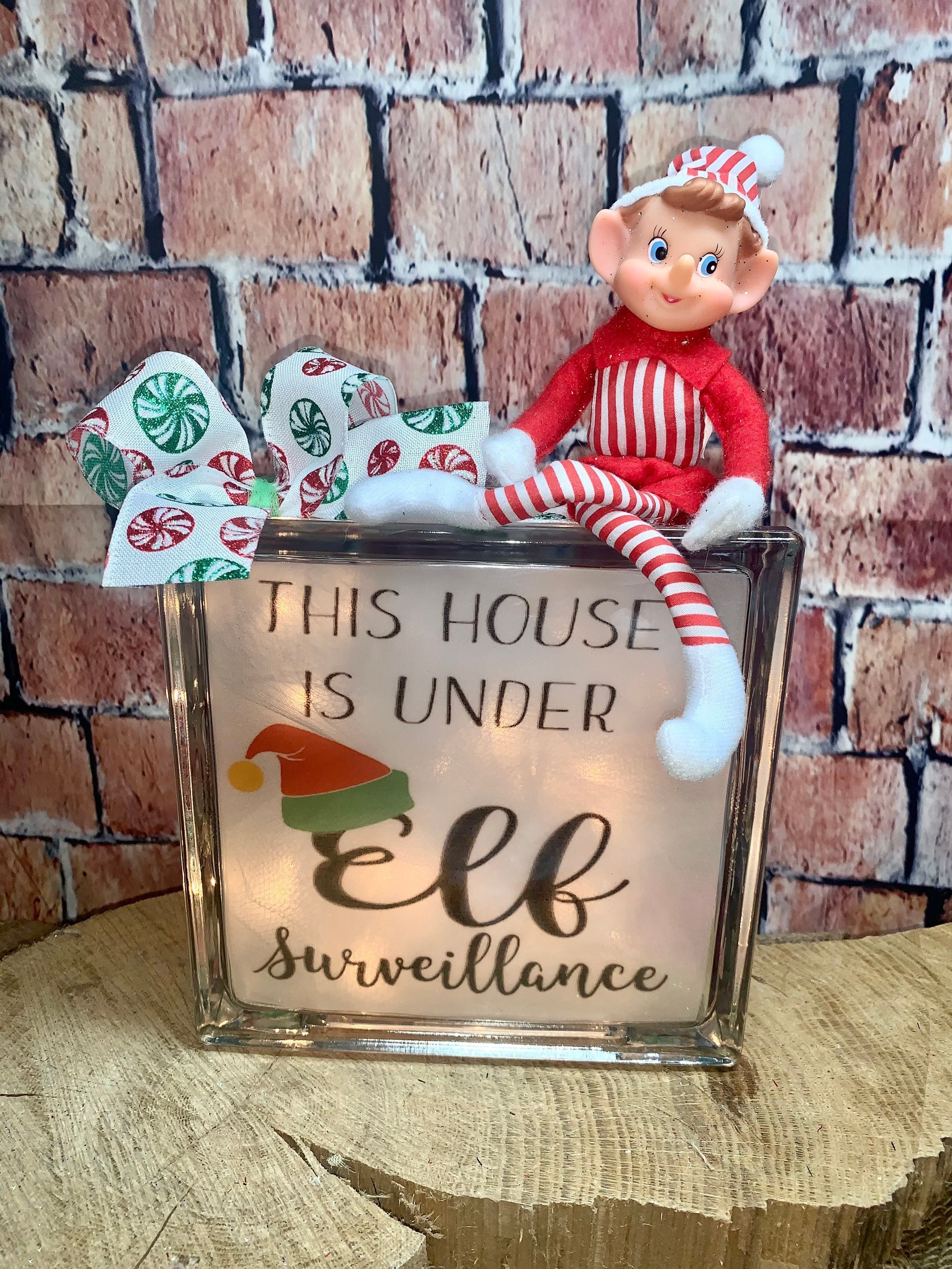 This House is Under Elf Surveillance Christmas Lighted Glass - Etsy