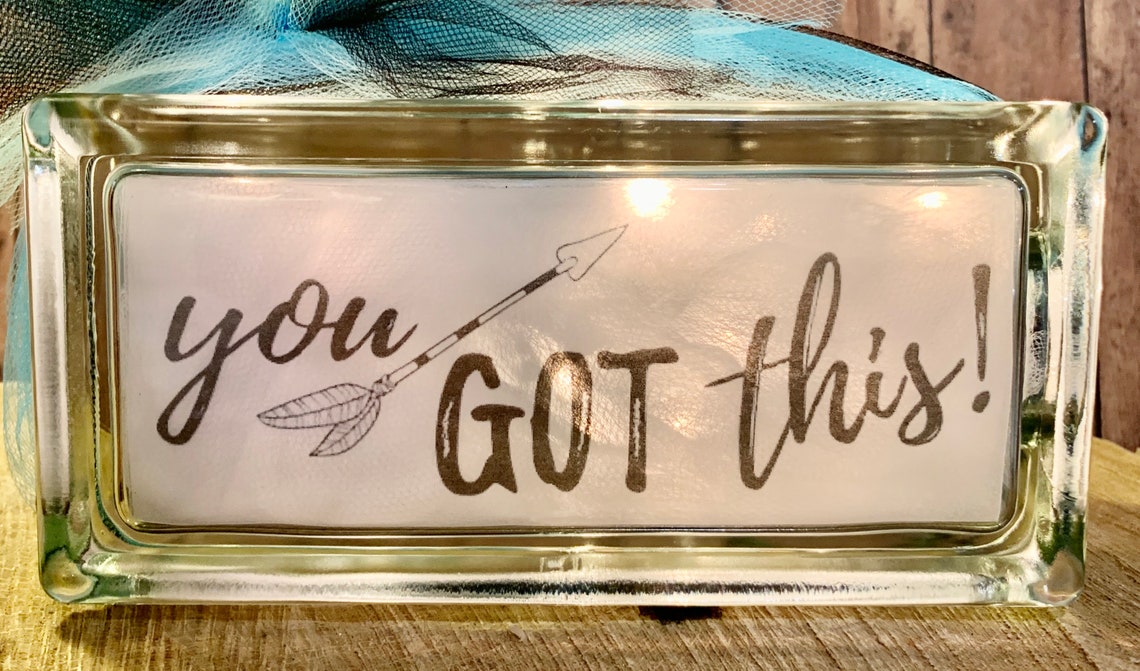 You Got This Lighted Glass Block Glass Box Lighted Box - Etsy