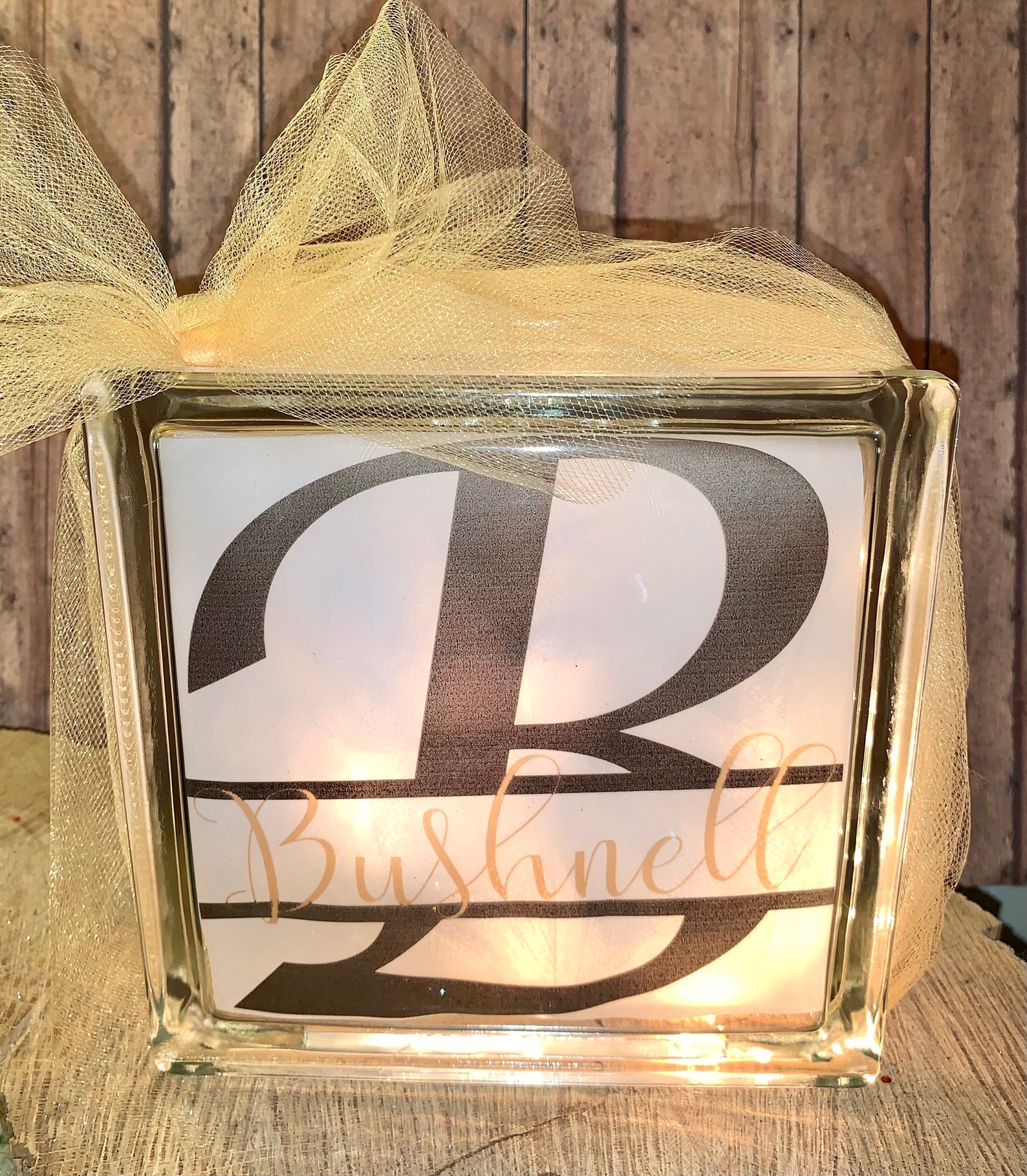 Monogram Alphabet Lighted Glass Block Personalized | Etsy