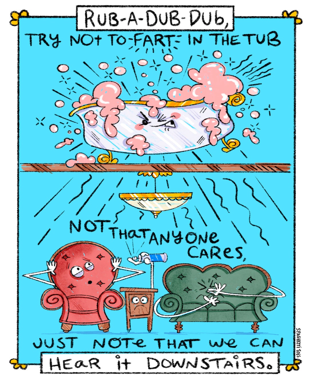 Rub a Dub Dub Art Print by Spaghetti Toes Art Print Wall - Etsy