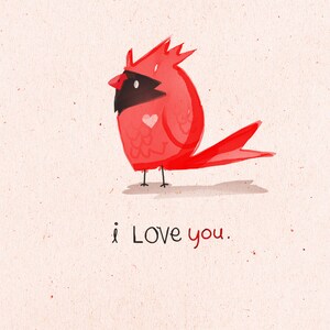 I Miss You Cardinal, I Love You Cardinal, Art Print. Original Spaghetti ...