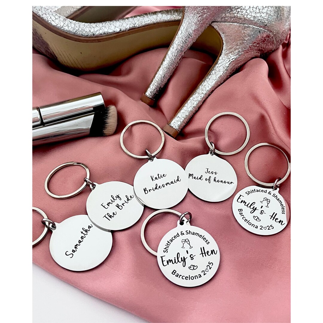 Personalized Hen Do Keyring Set, Custom Names Rude Hen Party Memento ...