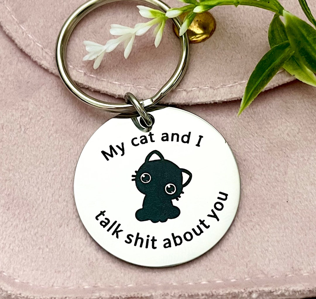 Keychain for Cat Lover Gift Funny Stainless Steel Cat Keyring for ...