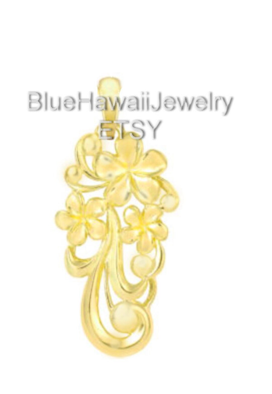30mm Triple Flower Hawaiian Heirloom 3 Plumeria Pendant 14k Gold Custom ...