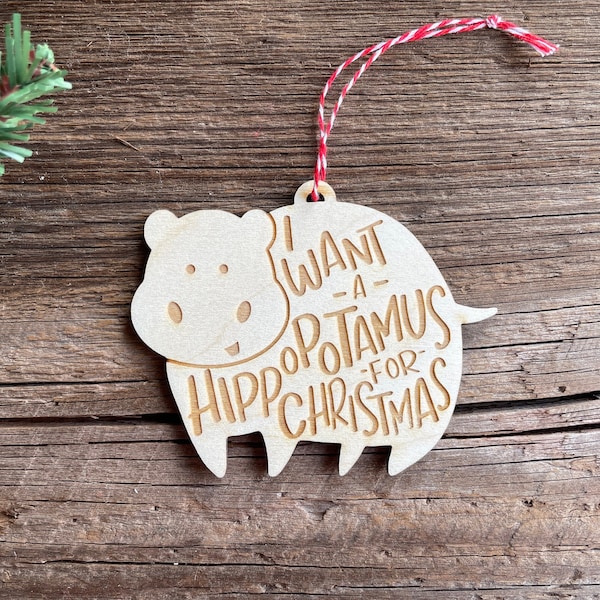 Hippopotamus for Christmas Svg - Etsy
