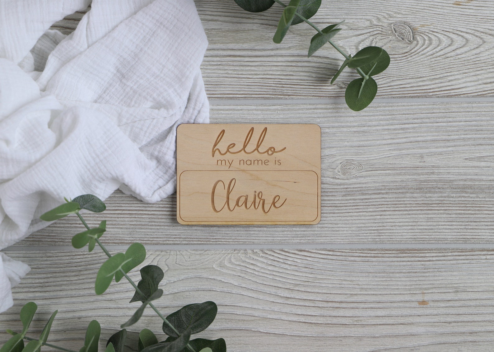 Hello My Name is Personalized Baby Name Cards | Wood Birth Announcement ...