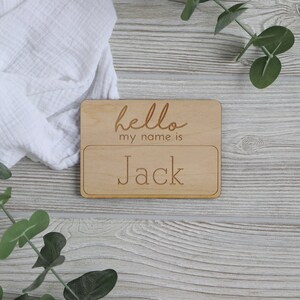 Hello My Name is Personalized Baby Name Cards | Wood Birth Announcement ...