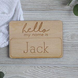 Hello My Name is Personalized Baby Name Cards | Wood Birth Announcement ...