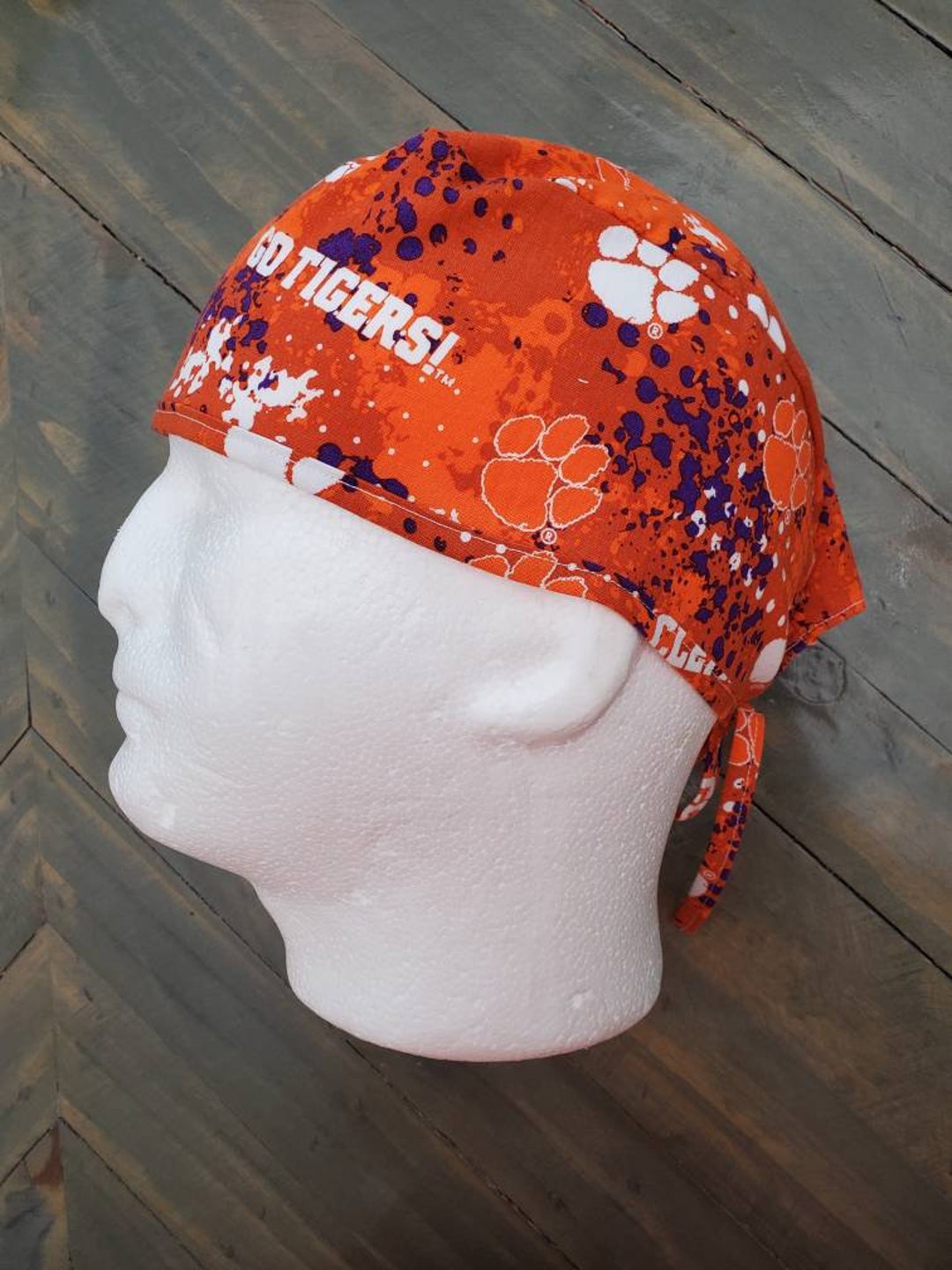 Men's Clemson Splatter Surgical/dental/scrub/skull Hat by ...