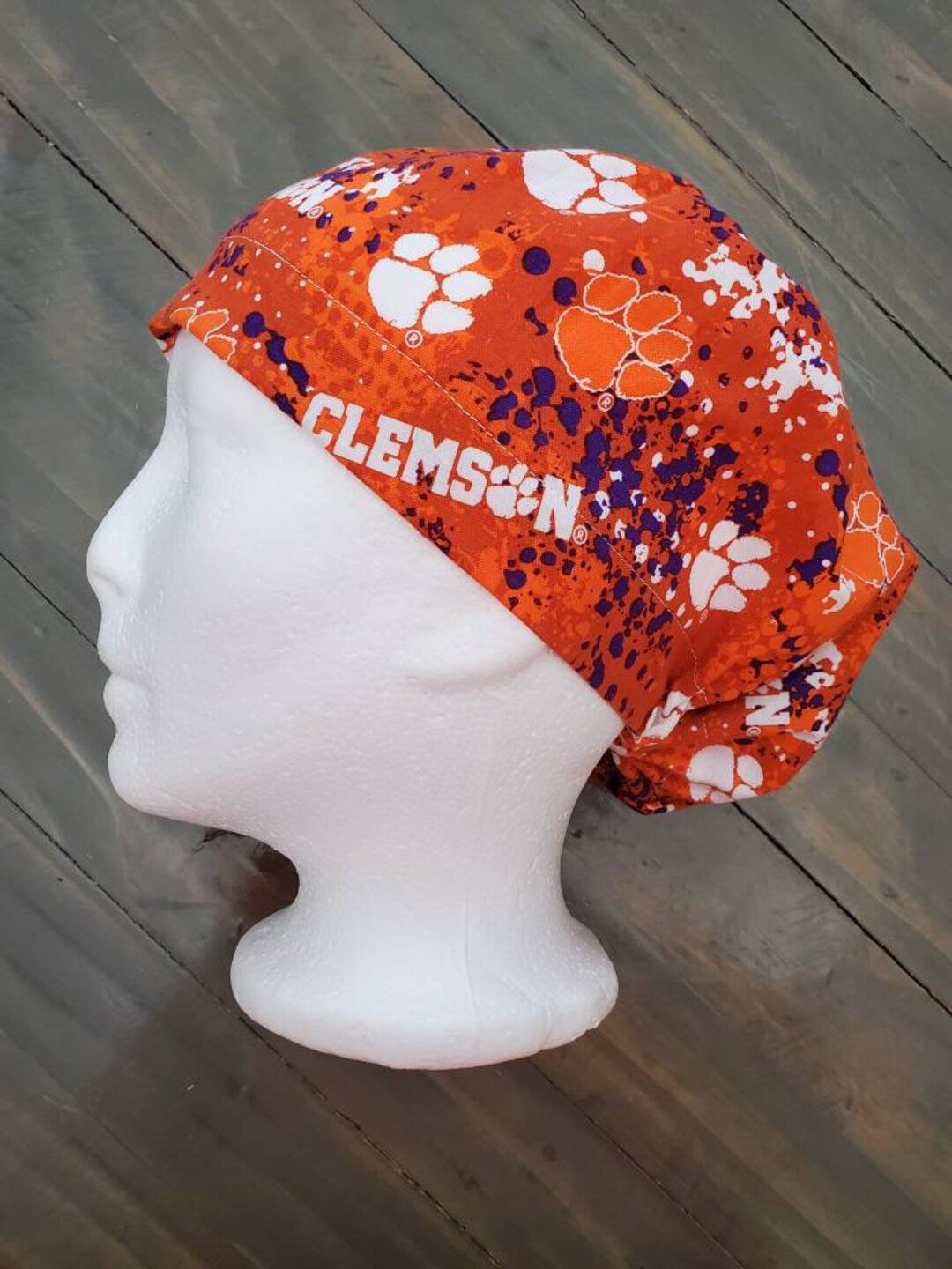 Clemson Splatter Bouffant/euro Hybrid Style Surgical/scrub/dental Hat ...