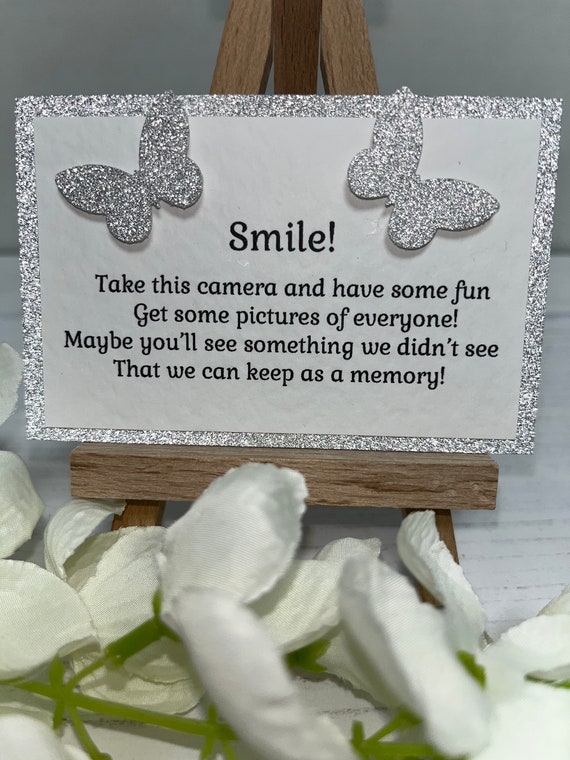 Disposable Camera Poem Cards Silver Butterflies Pack of 10 | Etsy