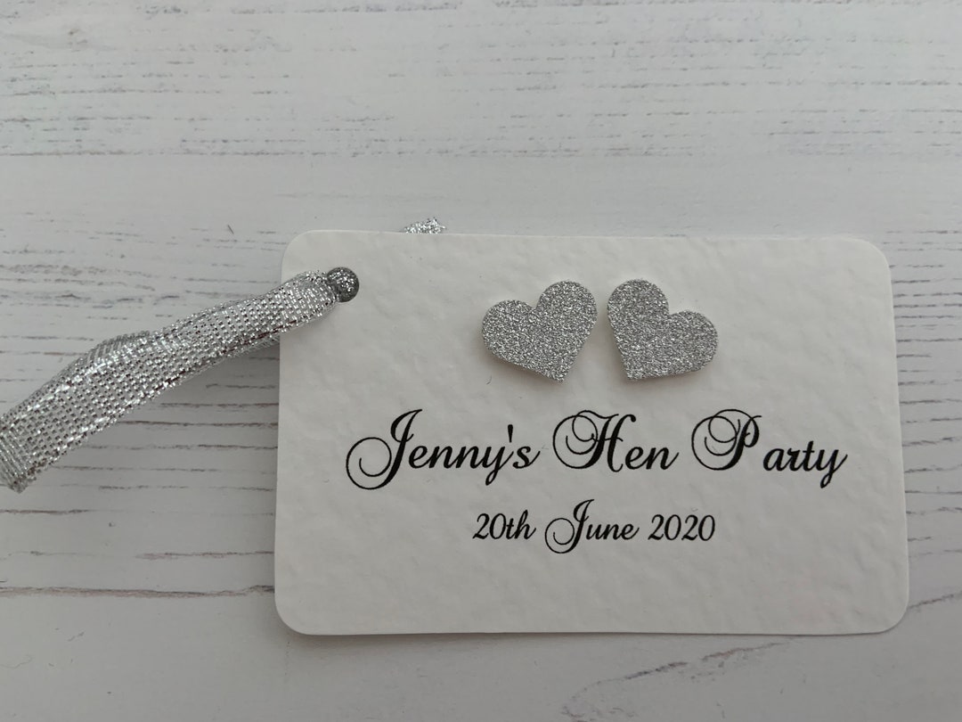 Hen Party Tags Personalised Glitter Hearts & Matching Ribbon - Etsy