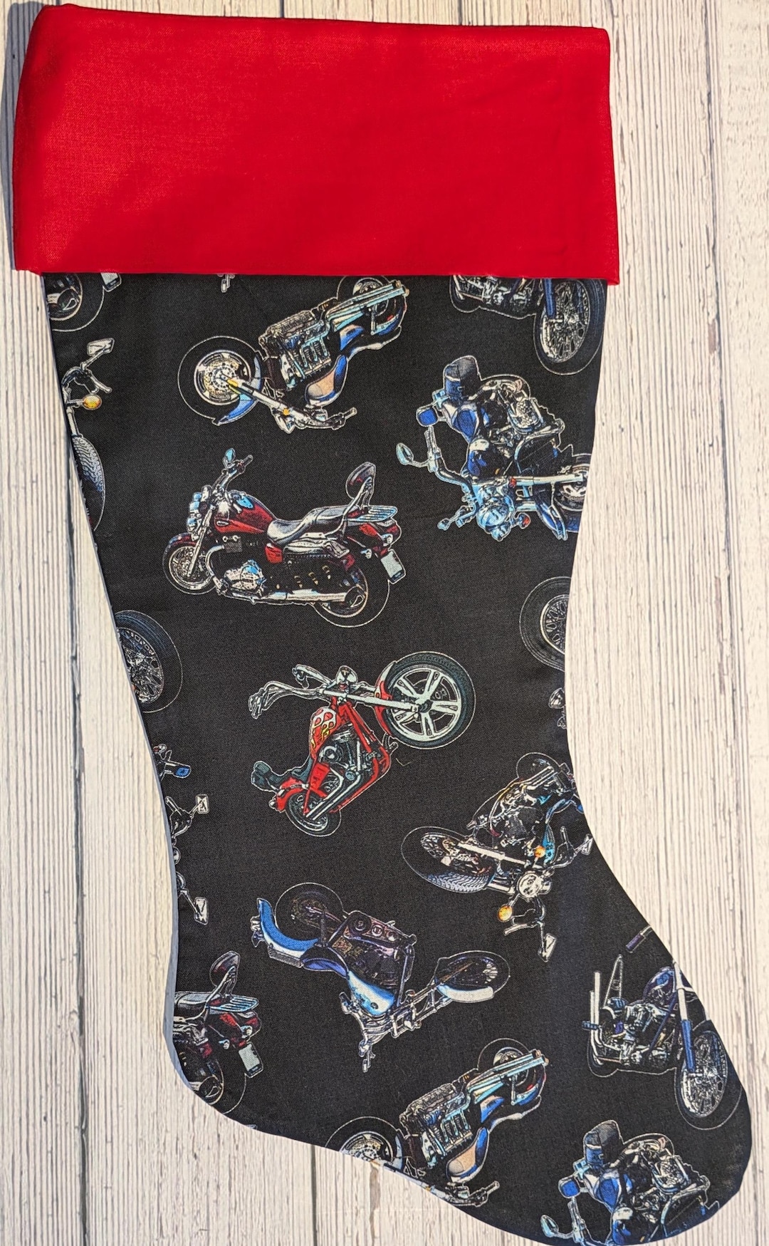Motorcycle Christmas Stocking - Etsy