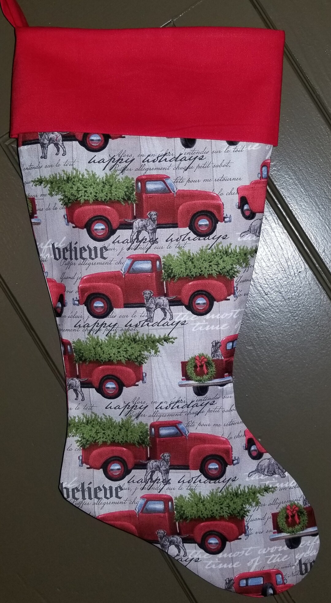 Winter Truck Christmas Stocking - Etsy
